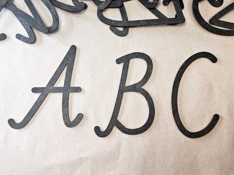 Latvian Alphabet Letters | Wooden Cutout Letters | Cursive | Black ...