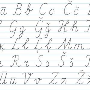 Latvian Alphabet Letters | Wooden Cutout Letters | Cursive | Black ...