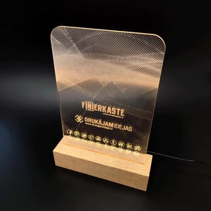 Custom Engraved LED Acrylic Sign With Oak Wood Base, Customized ...