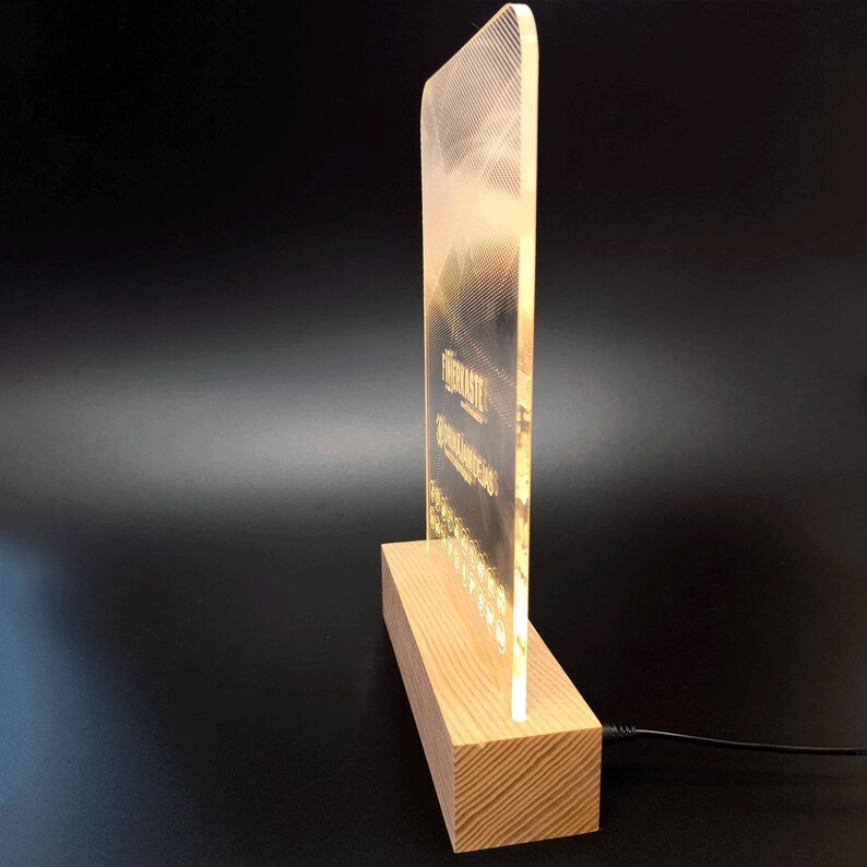 Custom Engraved LED Acrylic Sign With Oak Wood Base, Customized ...
