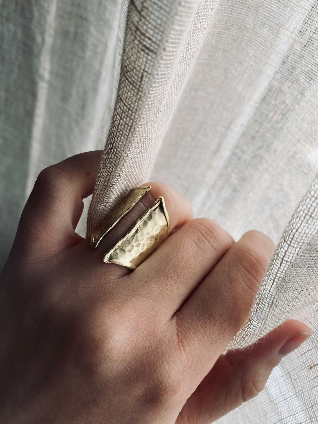 Ring Adjustable Brass // Boho, Gold, Design Jewelry, Modern Shape ...