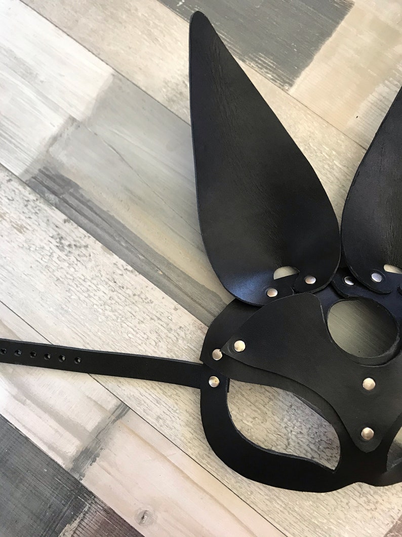 Leather rabbit mask bunny mask black rabbit mask BDSM | Etsy