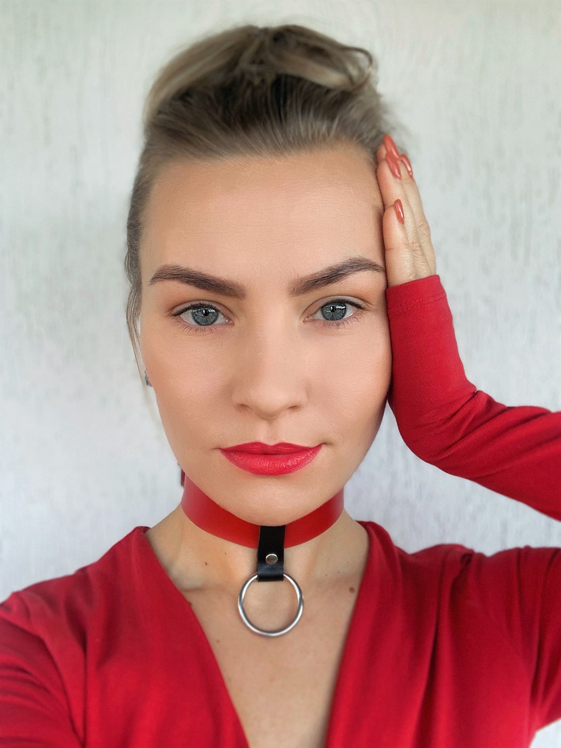 Choker with Rivets wide leather choker collar choker goth | Etsy