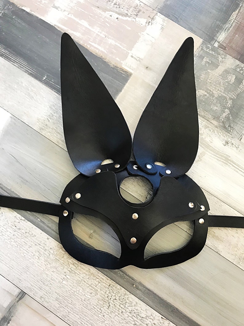 Leather Rabbit Mask Bunny Mask Black Rabbit Mask BDSM | Etsy