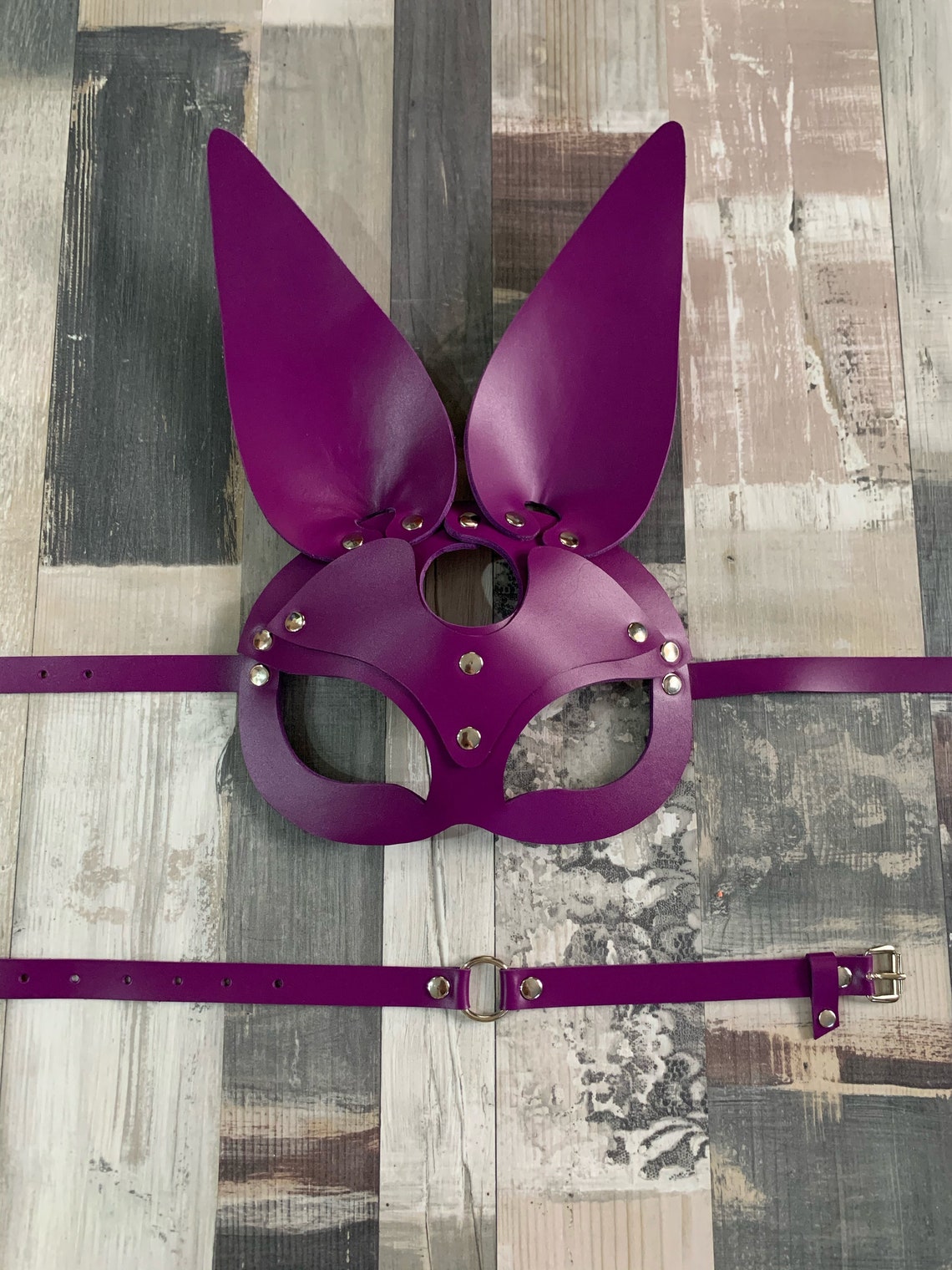 Leather rabbit mask bunny mask leather choker BDSM fetish | Etsy