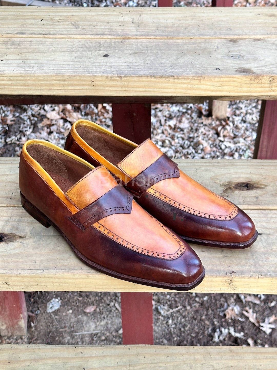 Spectator Shoes Loafer Shoes Handmade Dress Shoes Hand Colored Men ...