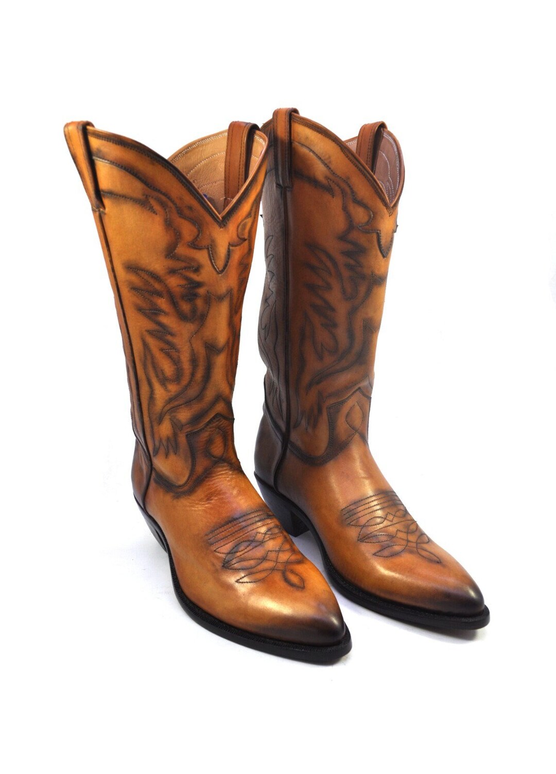 Handmade Men Cowboy Boots | Custom Cowboy Boots | Tan Leather Cowboy ...