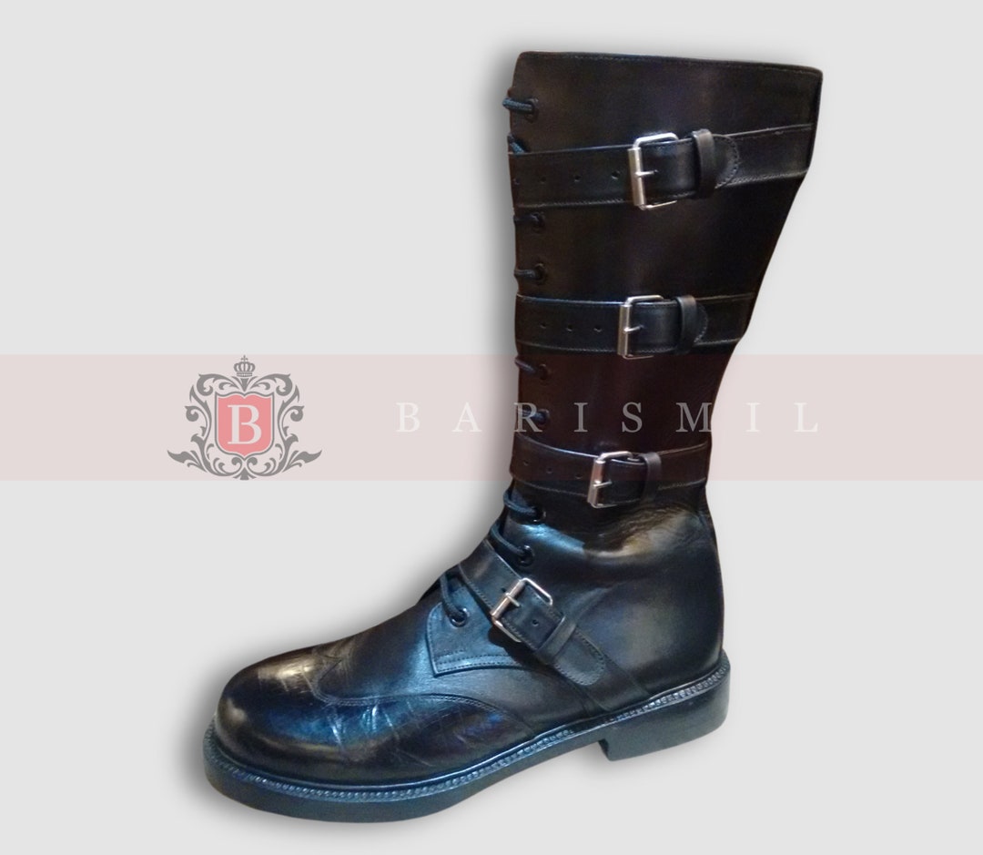 Handmade Leather Combat Boots | Biker & Goth Cosplay Leather Boots ...