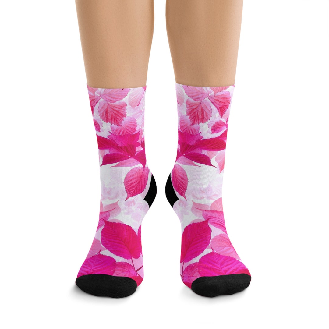 Men Floral Socks Pink Socks Floral Print Socks Recycled - Etsy