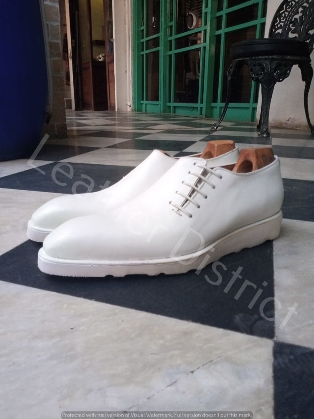 Handmade Whole-cut Shoes | Pure White Leather Dress Shoes | Custom Made ...