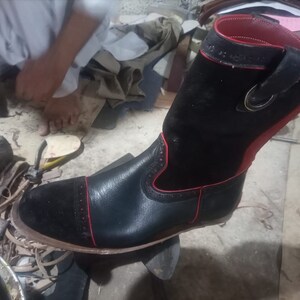 Handmade Black Leather Motorcycle Boots Custom Long Boots for Riding ...