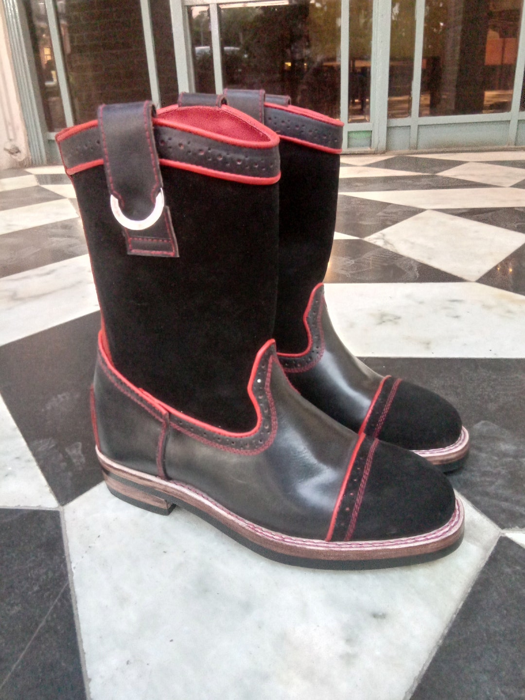 Motorcycle Boots Handmade Leather Biker Boots Good Year Welted Leather ...