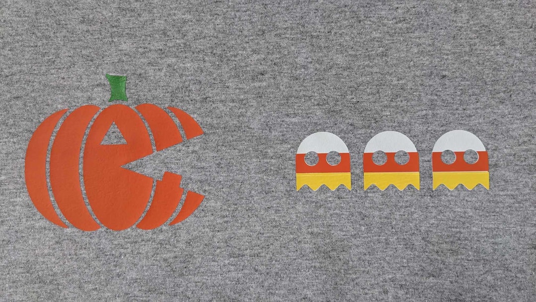 Pac-man and Ghost, Pumpkin, Candy Corn, Long Sleeve Fall Shirt - Etsy