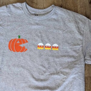Pac-man and Ghost, Pumpkin, Candy Corn, Long Sleeve Fall Shirt - Etsy