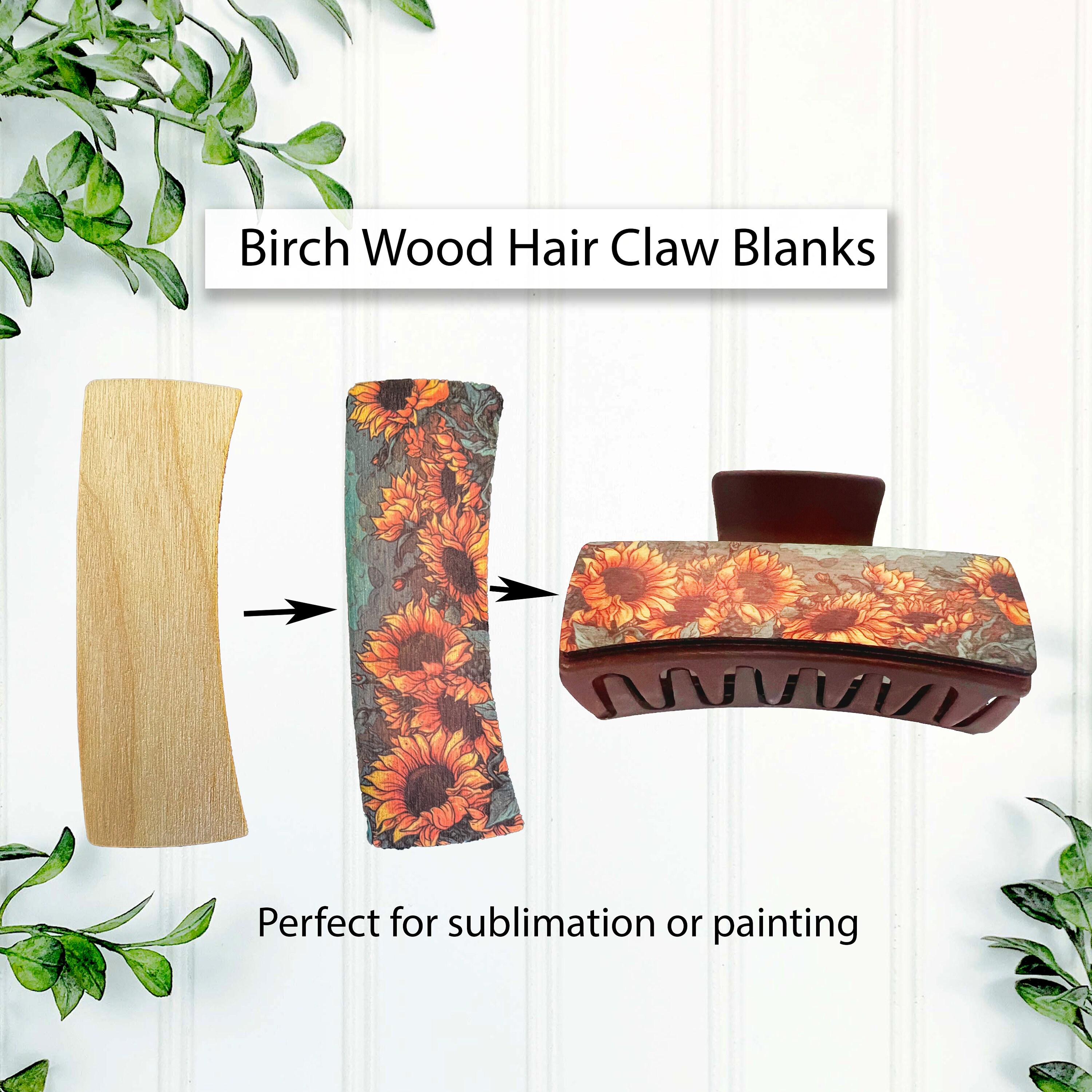 Sublimation Craft Hair Claw Clips Blanks 1/8 Birch Wood Fits 4.2 Hair ...