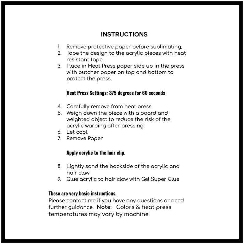 Sublimation Hair Claw Clips Blanks White Acrylic Large - Fits 4.2” Hair ...