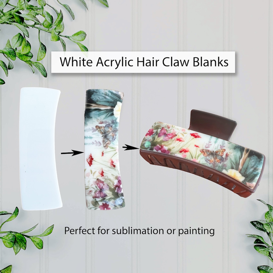 Sublimation Hair Claw Clips Blanks White Acrylic Large - Fits 4.2” Hair ...