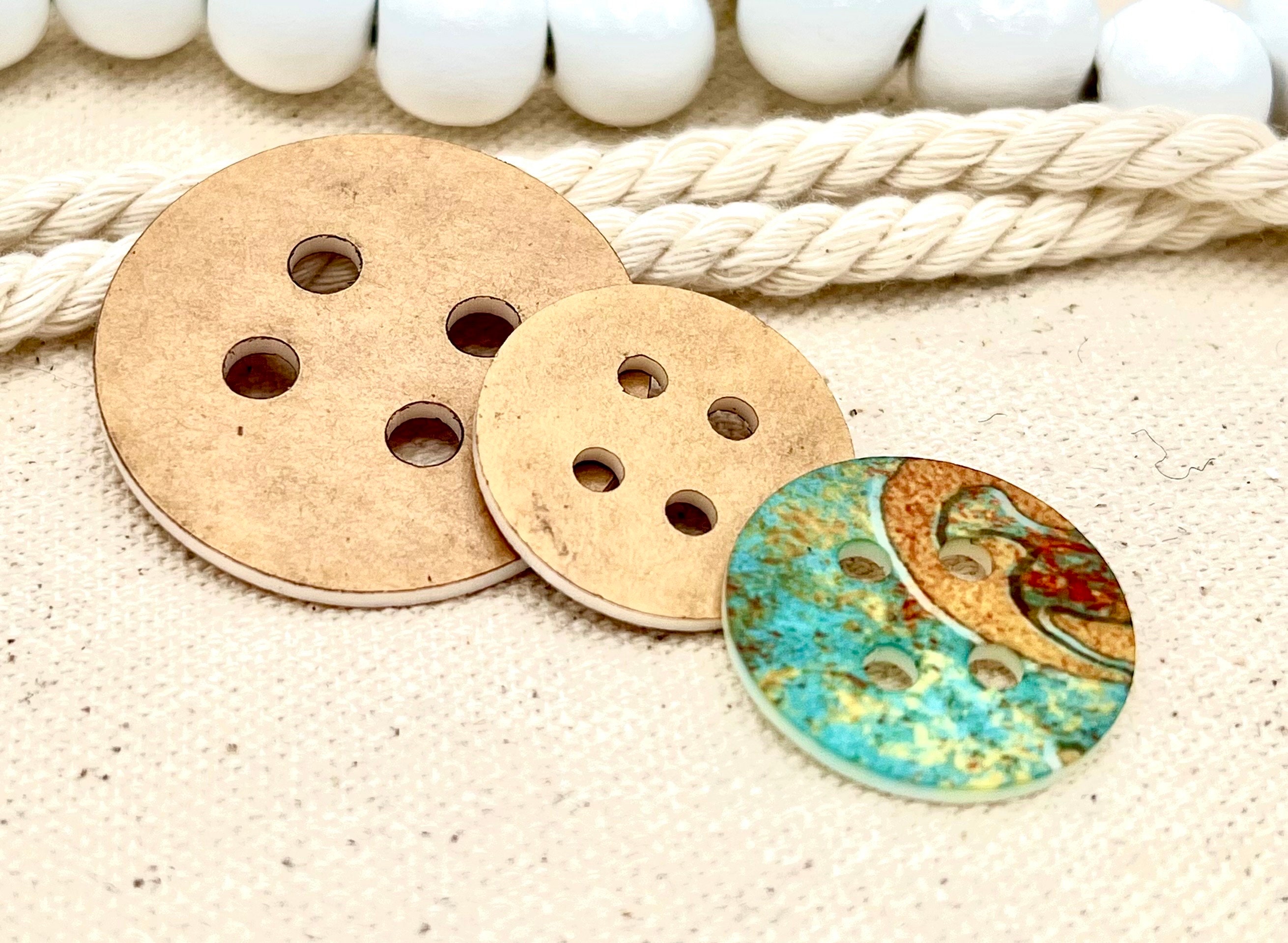 Set of Big Sublimation Buttons Sew on Craft Blanks White Acrylic 4 ...