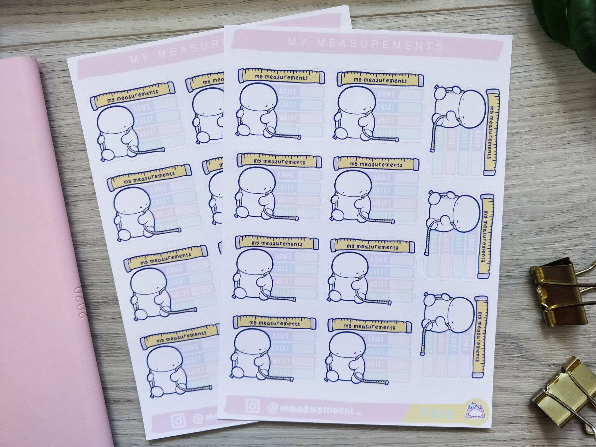 Body measurement tracker sticker Workout stickers weight | Etsy