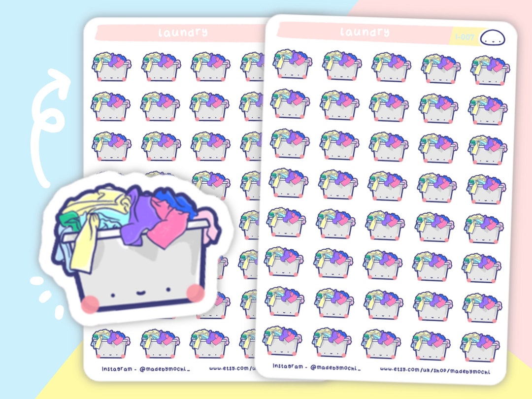 Laundry Basket Planner Sticker Sheet - Functional Stickers, Chore ...