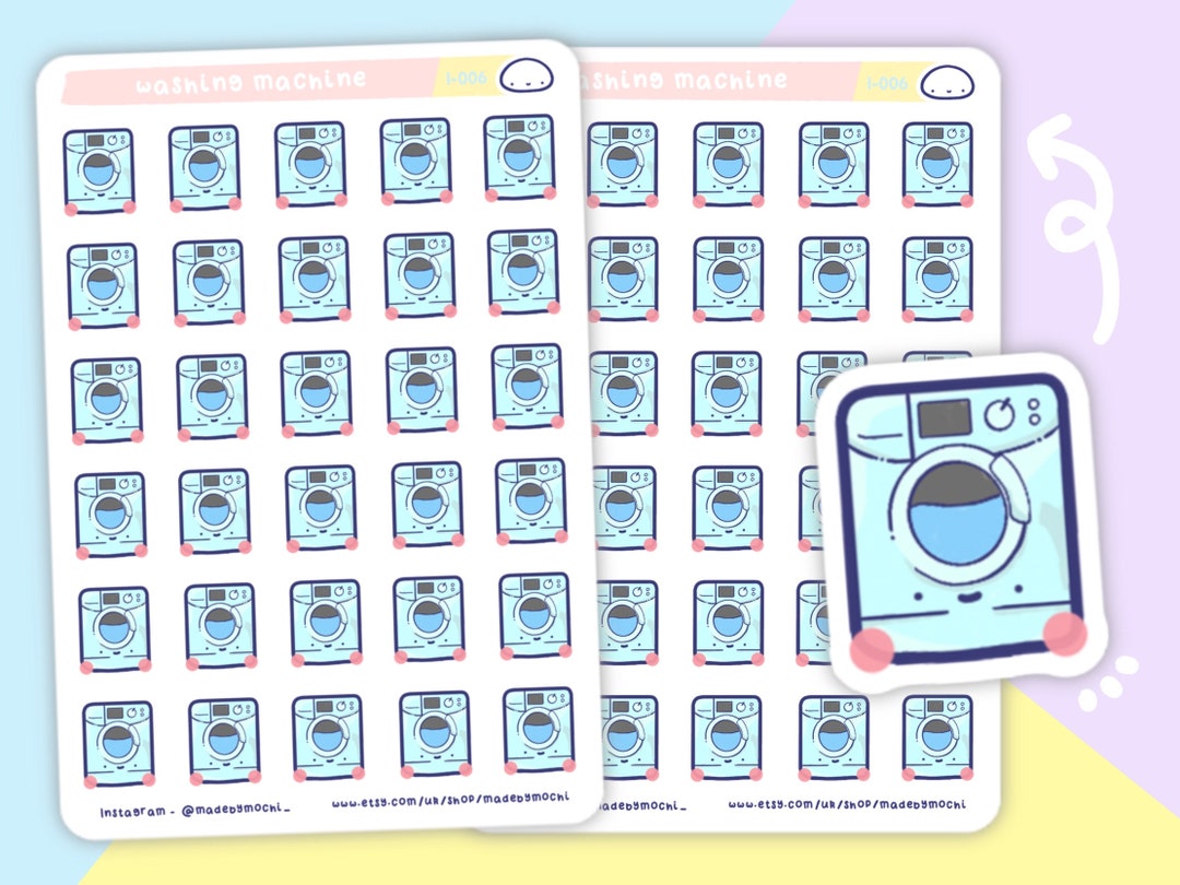 Washing Machine Habit Icon Planner Sticker - Functional Sticker Sheet ...