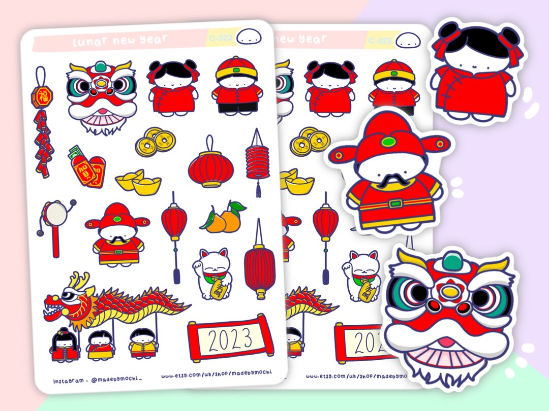 Cute Chinese Lunar New Year Planner Sticker Festive Celebrations ...