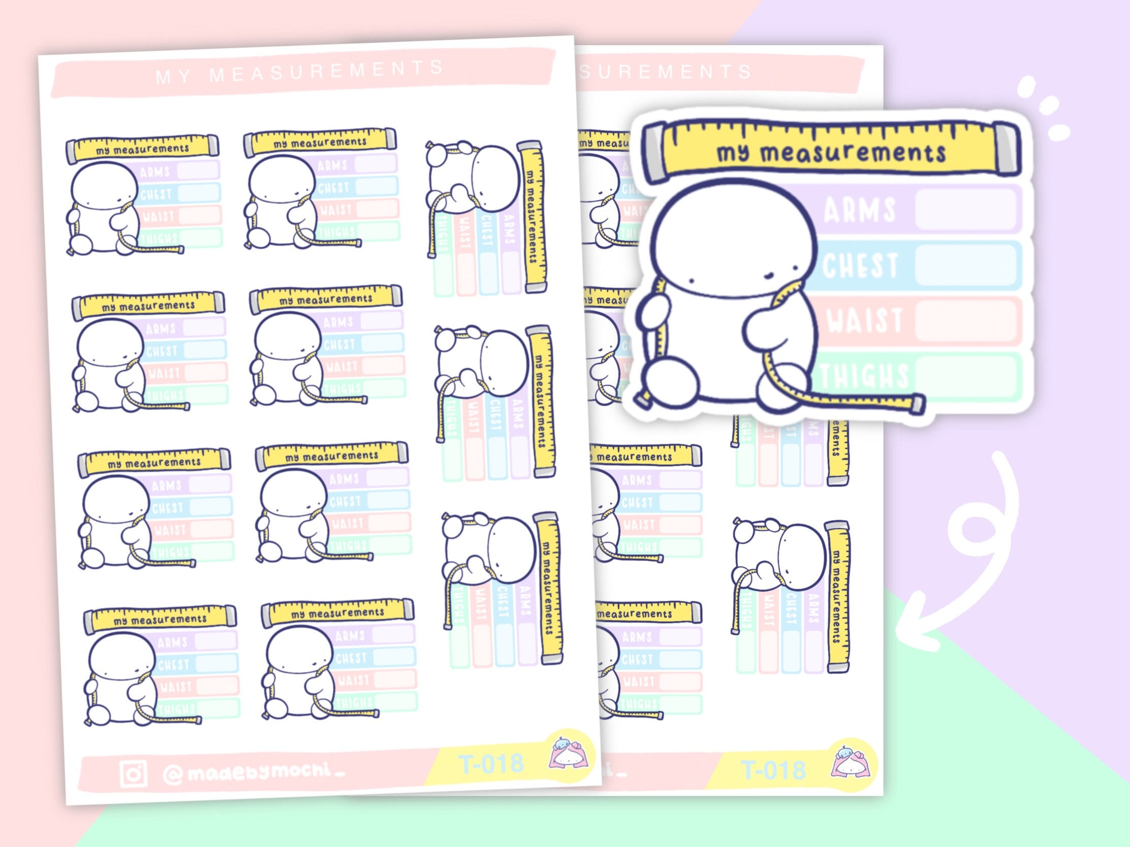 Body measurement tracker sticker Workout stickers weight | Etsy