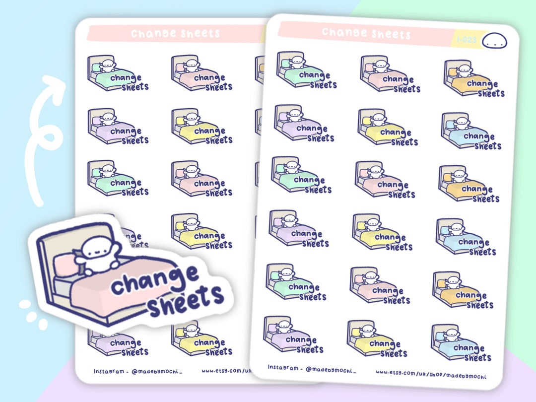Change Sheets Wash Bedding Icon Planner Stickers Chore Tracker ...