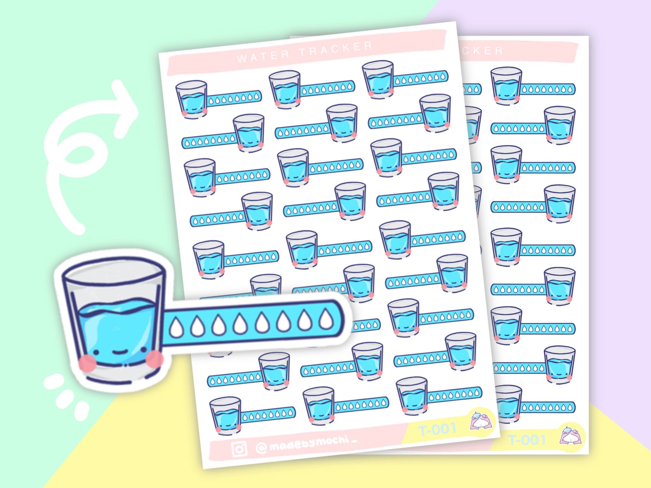 Daily Water Hydration Tracker Sticker / Daily Habit Tracker | Etsy