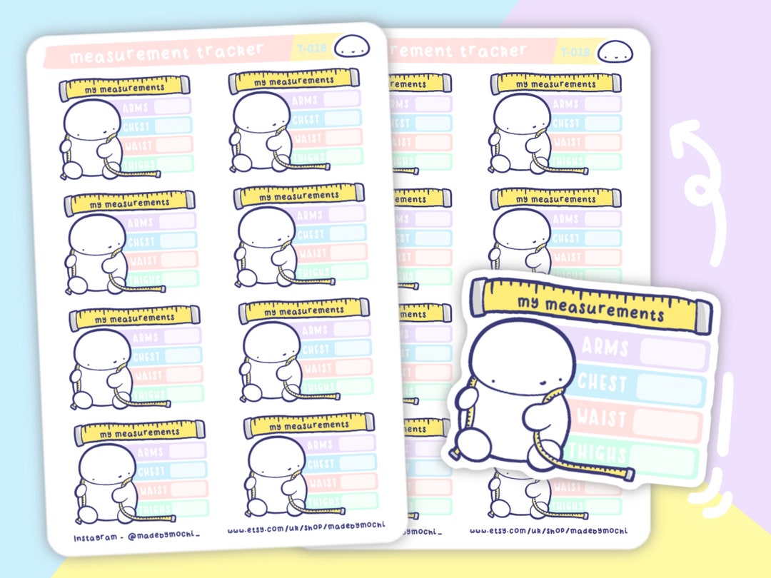 Body Measurement Tracker Sticker, Workout Stickers, Weight Loss Journal ...