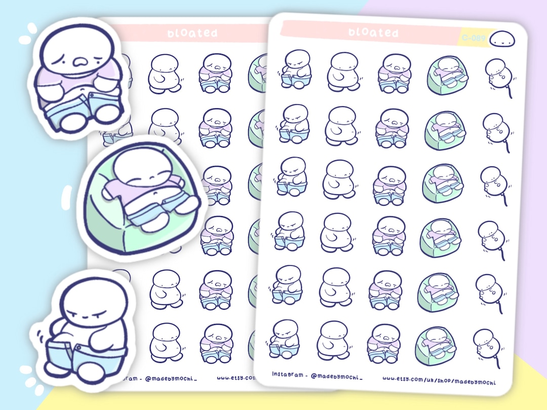 Bloated Stickers, Food Coma Stickers, Overeating Stickers, Weight ...