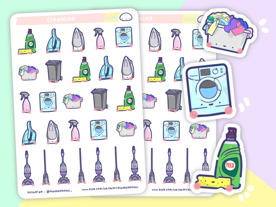 Cleaning Planner Stickers - Household Stickers , Chore Tracker ...