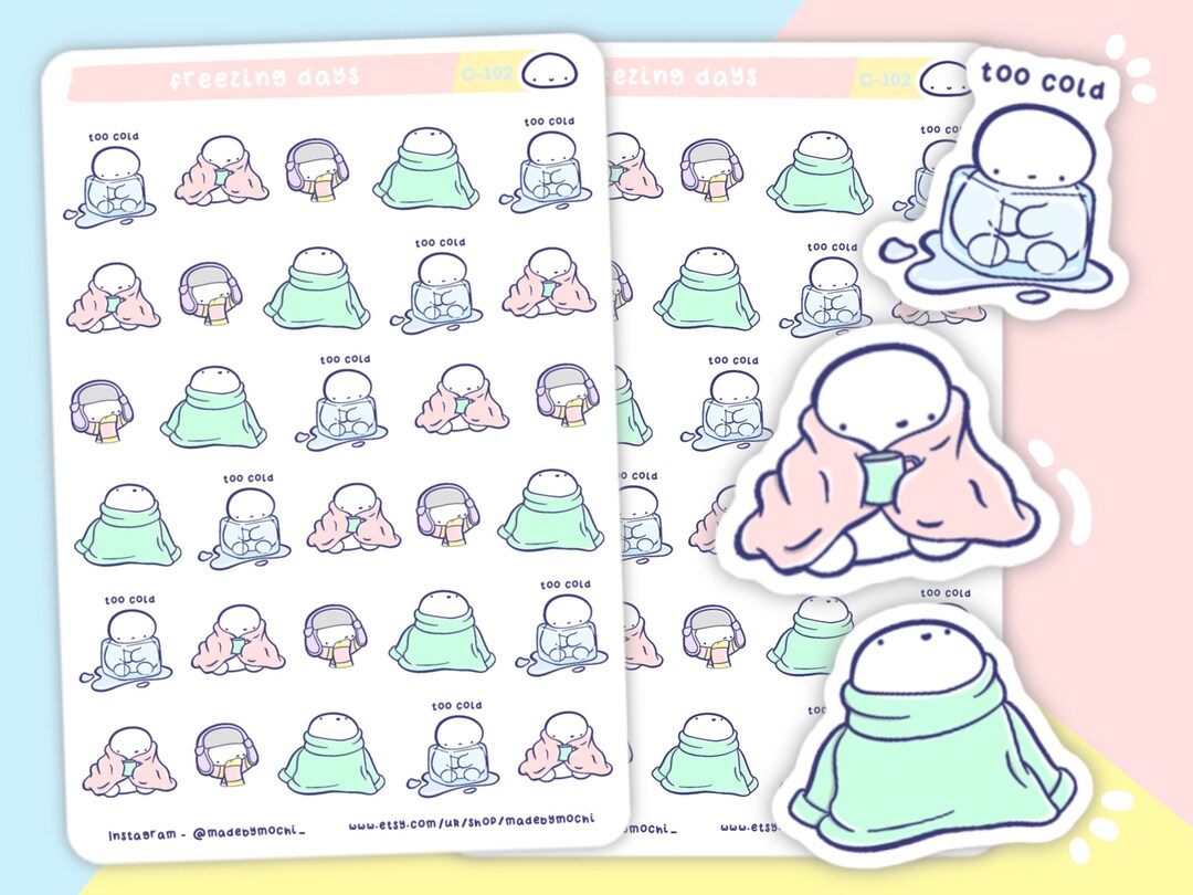 Freezing Cold Winter Weather Planner Stickers, Weather Stickers, Cold ...