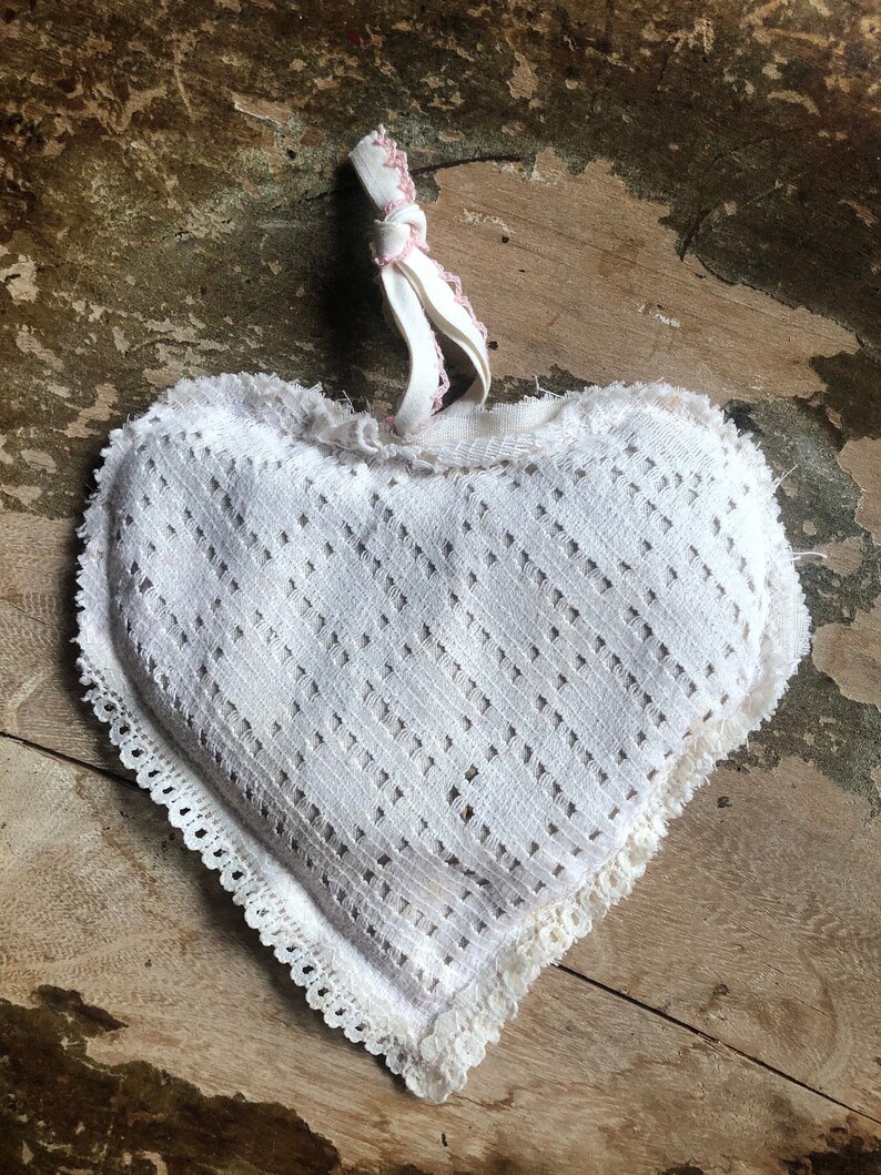 Love : Hanging Lace Fabric Small Heart Pillow Ornament - Etsy