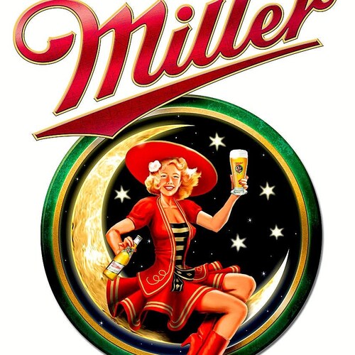 4.25 Miller High Life Girl in the Moon Vinyl Sticker. - Etsy