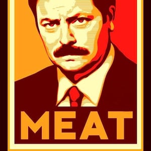 4.5" Funny Ron Swanson MEAT Vinyl Sticker. Parks & Rec, Nick Offerman ...