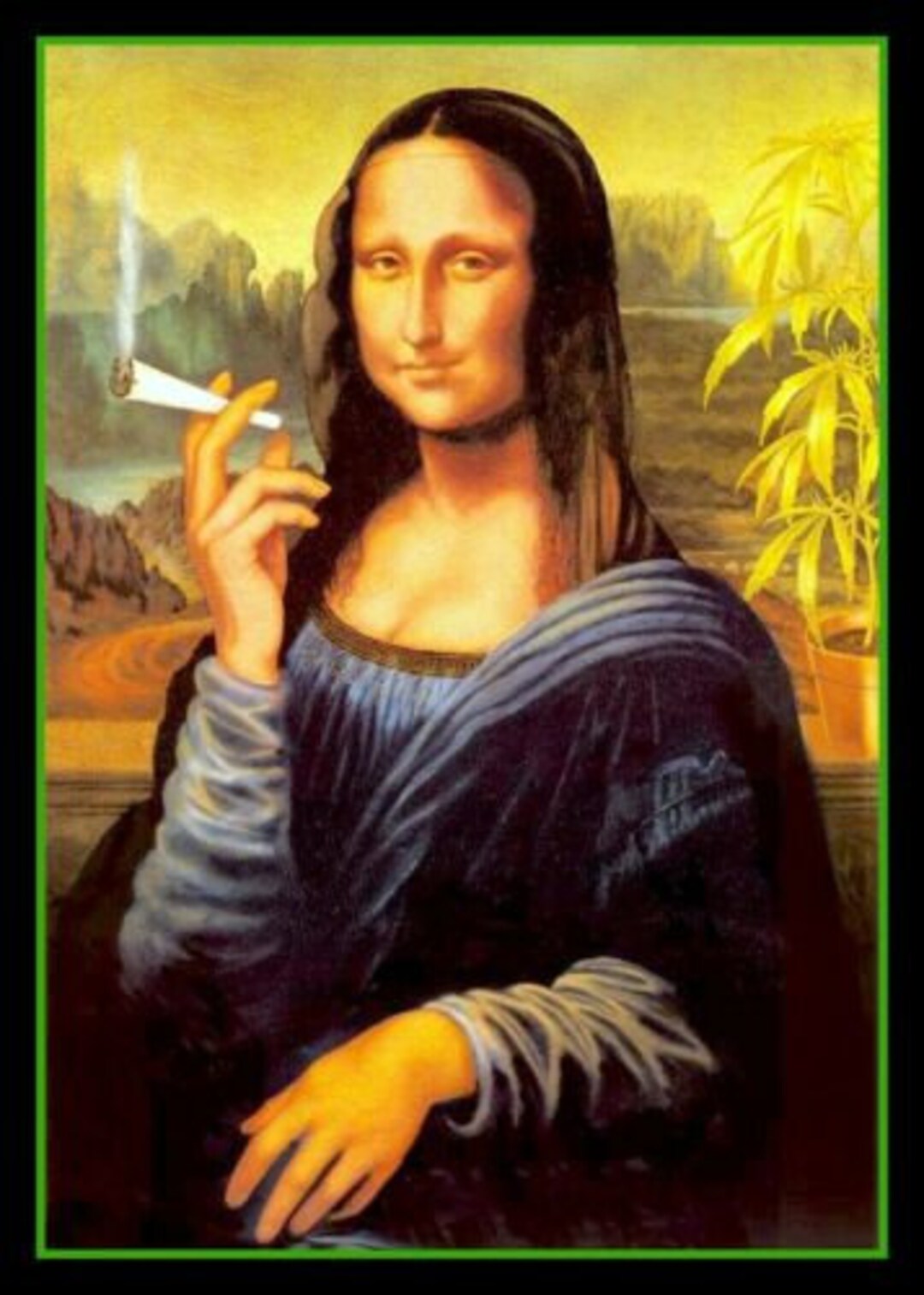 4.5" Funny Mona Lisa Smoking a Joint Vinyl Sticker. Marijuana, Weed ...
