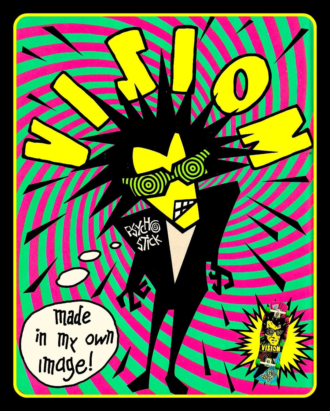 4.5" Vision Psycho Stick Vinyl Sticker. Vintage Style Skateboard Ad ...