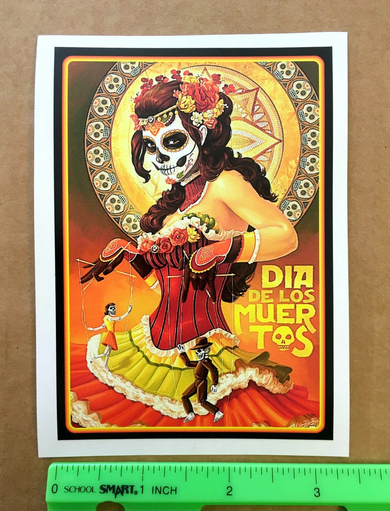 4.5" Dia De Los Muertos Vinyl Sticker. Mexican Day of the Dead Sugar ...