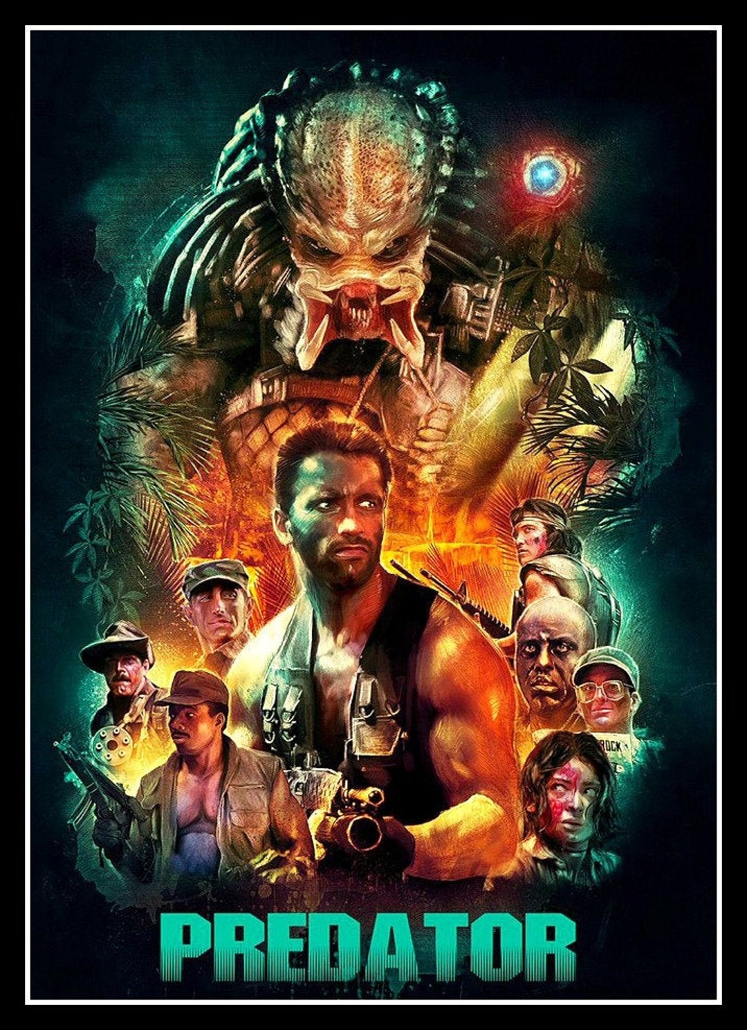 5 Schwarzenegger PREDATOR Vinyl Sticker. Classic 80's Sci-fi Hostile ...