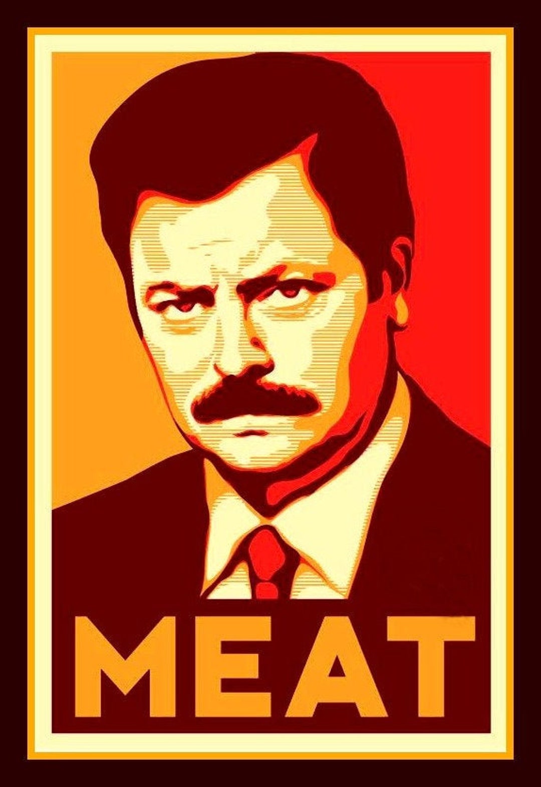 4.5" Funny Ron Swanson MEAT Vinyl Sticker. Parks & Rec, Nick Offerman ...