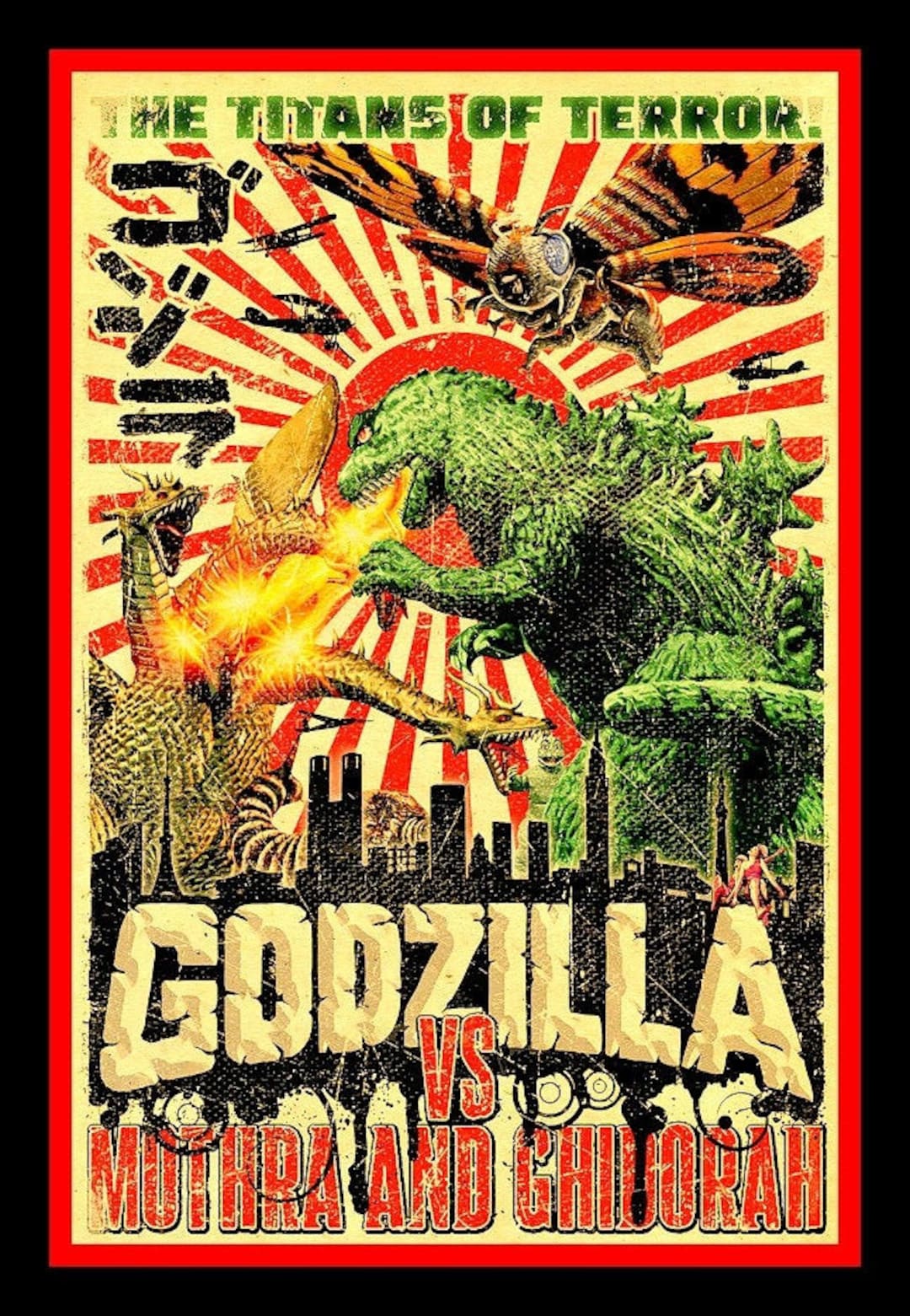 4.25" Godzilla Mothra Vinyl Sticker. Classic Movie Monster Decal for ...