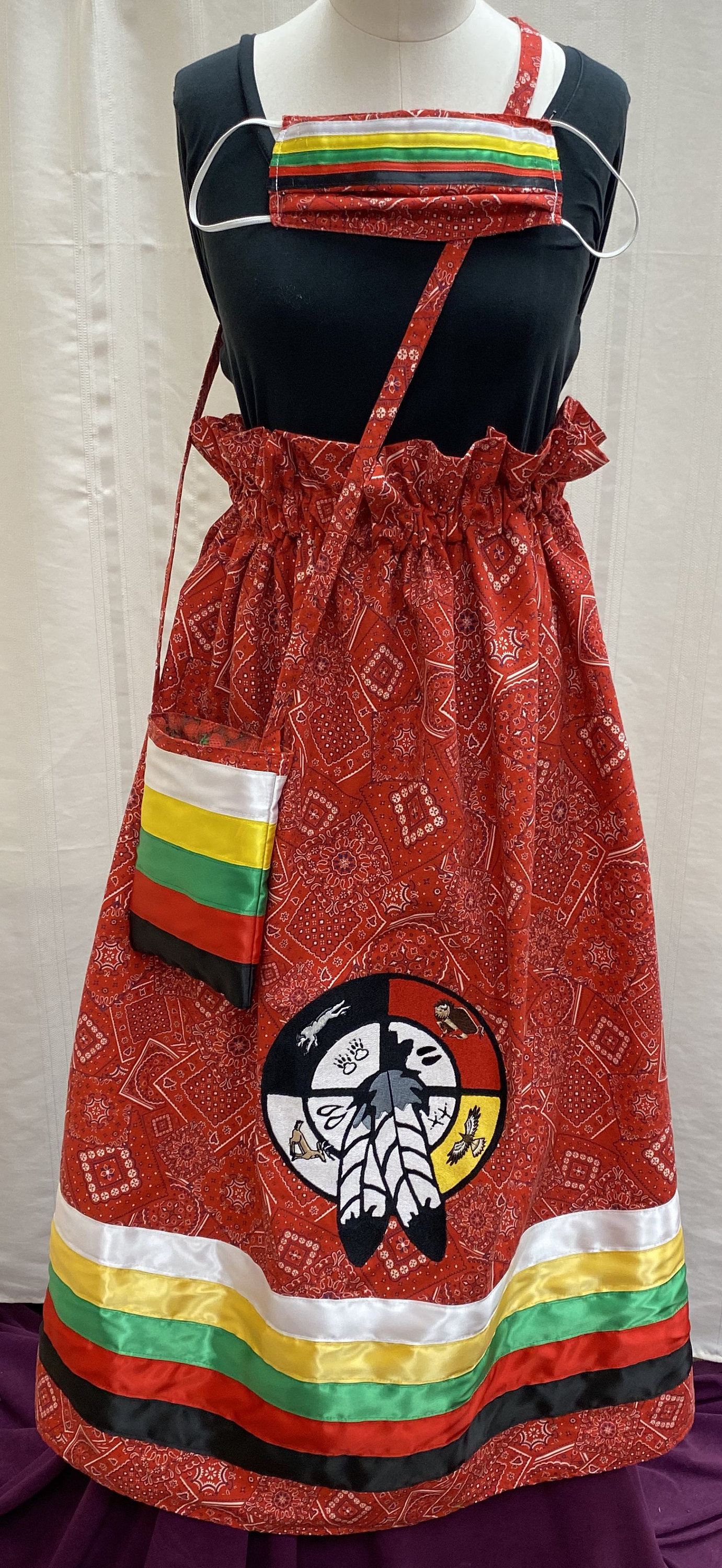 Embroidered Medicine Wheel Red Ribbon Skirt | Etsy