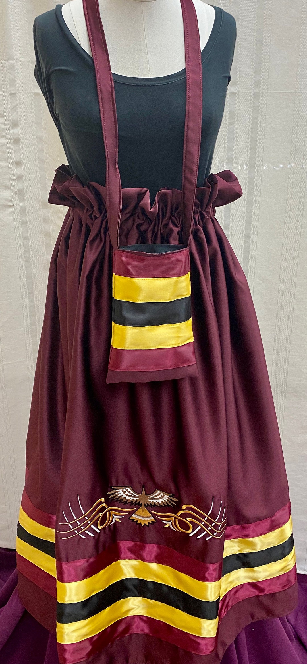 Embroidered Hawk Ribbon Skirt Set - Etsy