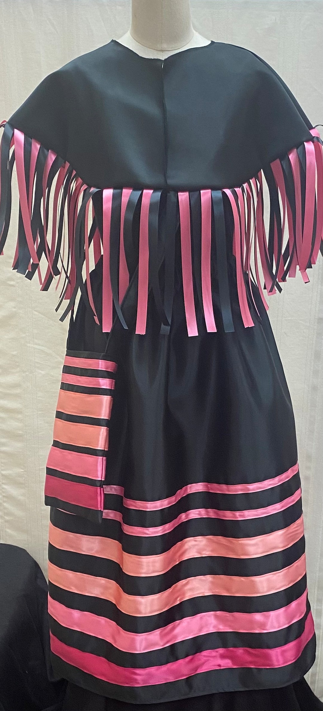 Black and Pink Ribbon Cape Bib - Etsy