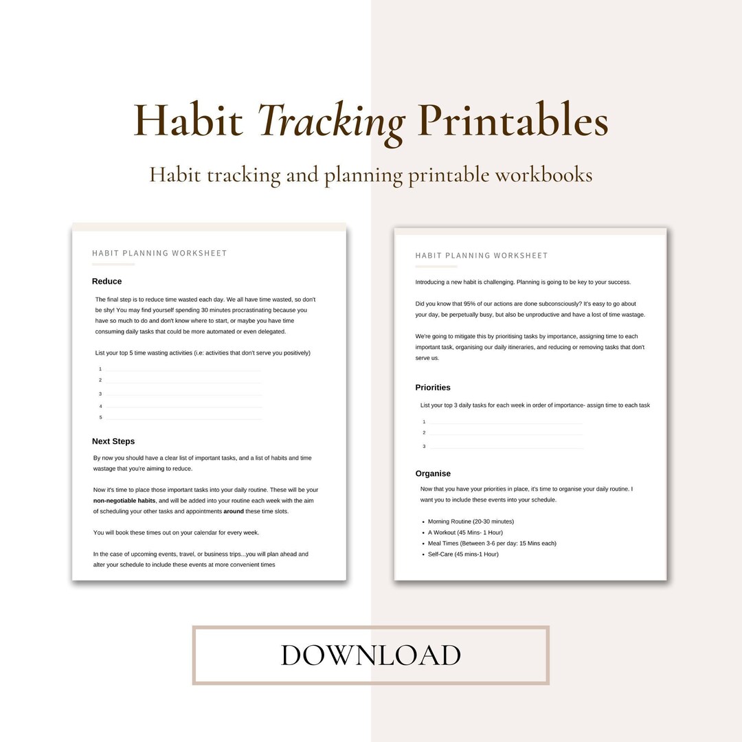 Habit Tracking Workbook | Habit Tracking Printable | Habit Tracking ...