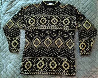 Gold Black Sweater | Etsy