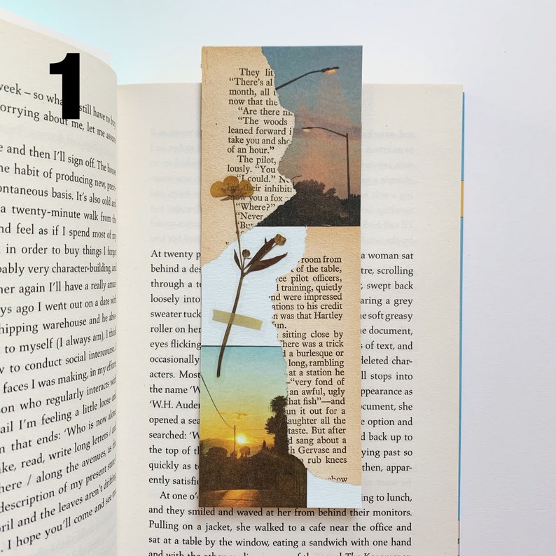Sunset Floral Bookmarks Recycled Kraft 4 Designs Handmade Book Lover ...