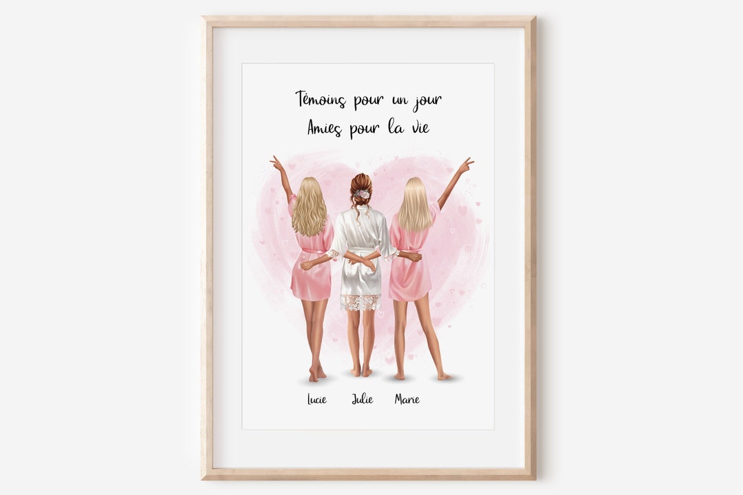 Personalized EVJF Portrait Poster, the Bride and Her Witnesses ...