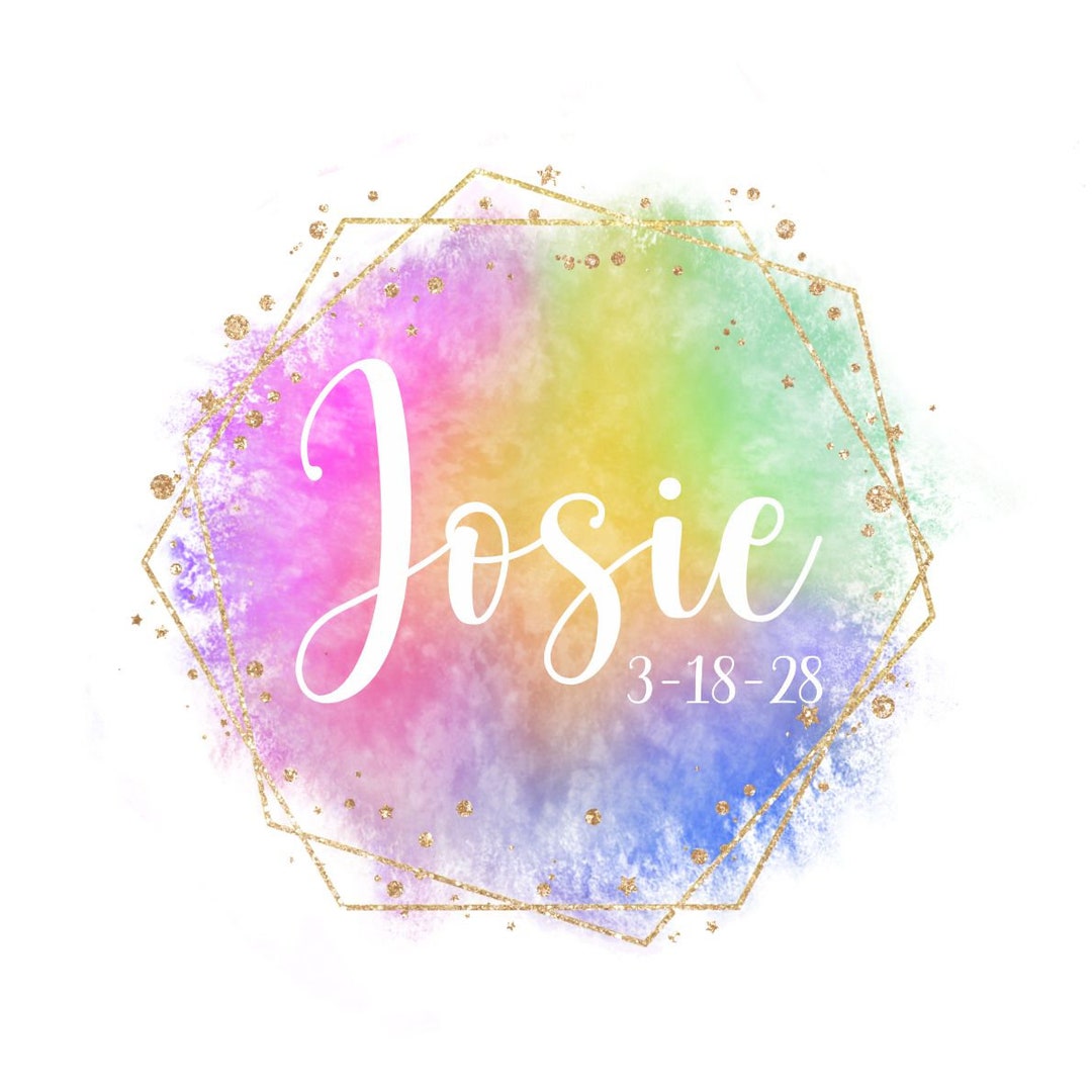 Rainbow Splash Watercolor Logo With Gold Accents for Bat Mitzvah - Etsy